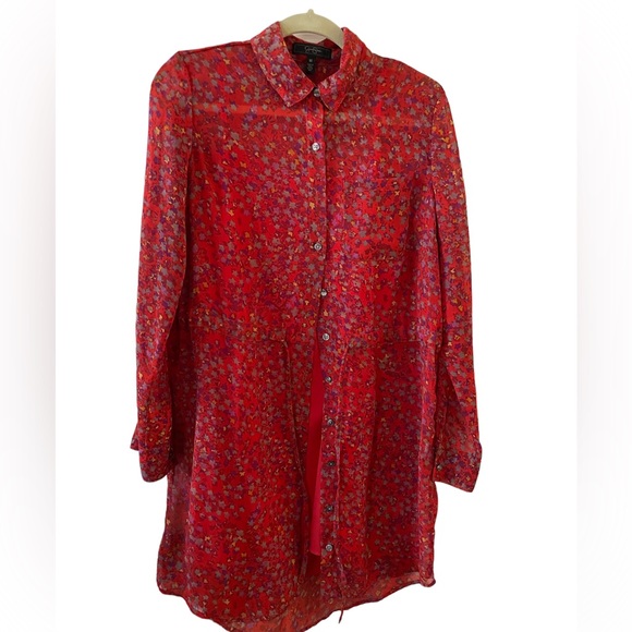 Jessica Simpson | Dresses | Jessica Simpson Red Shirt Sheer Dress With ...